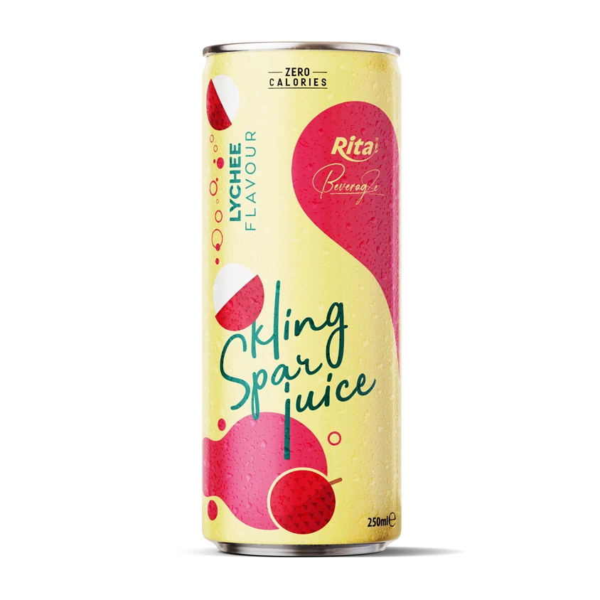 Carbonated Drink: Sparkling Water With Lychee Flavor 250ml Can Rita Brand