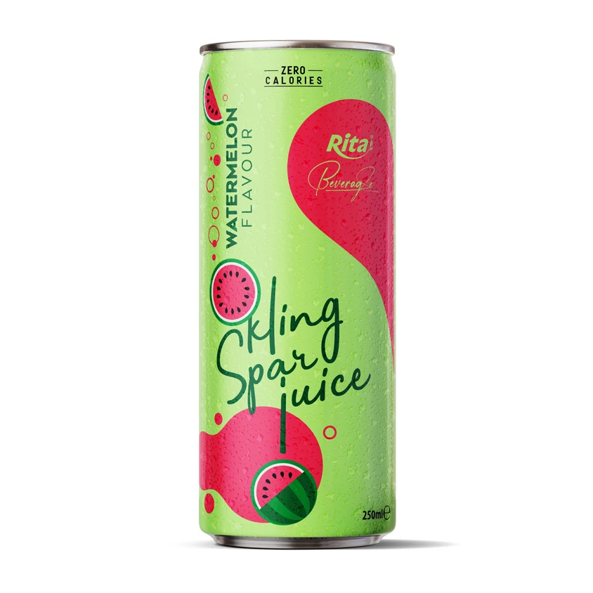 Carbonated Drink: Sparkling Water With Watermelon Flavor 250ml Can Rita Brand
