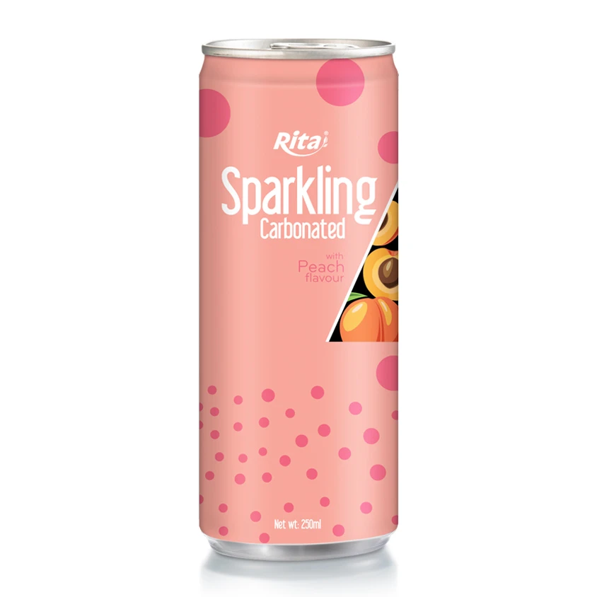 Carbonated Drink: 250ml Alu Can Sparkling Water With Peach Flavor