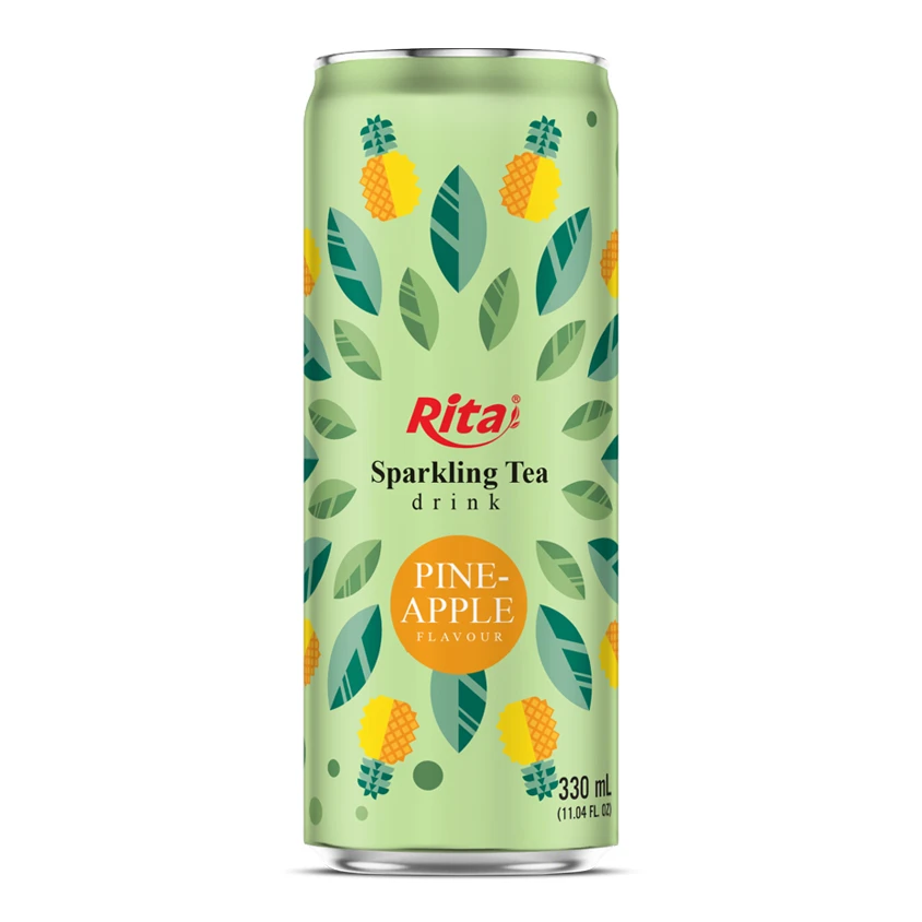 Tea Drink: Sparkling Tea Drink Pineapple Flavor 330ml Sleek Can