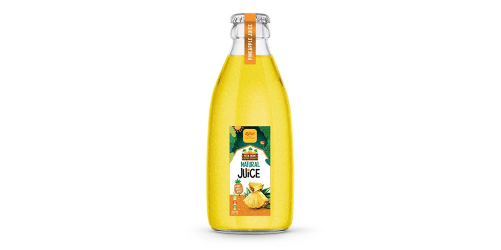 Fruit Juice: Rita Brand Natural Pineapple Juice Drink 250ml Glass Bottle