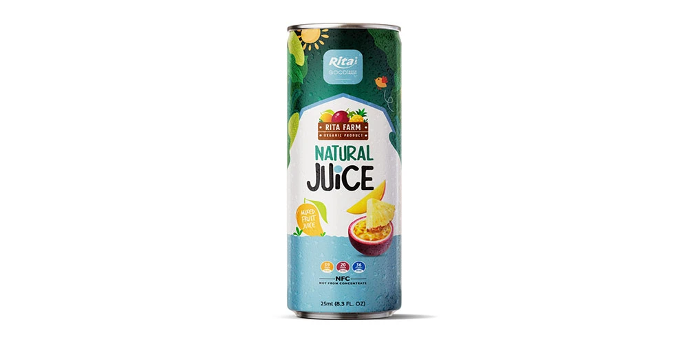 Fruit Juice: Natural Mixed Juice Drink 250ml Alu Can