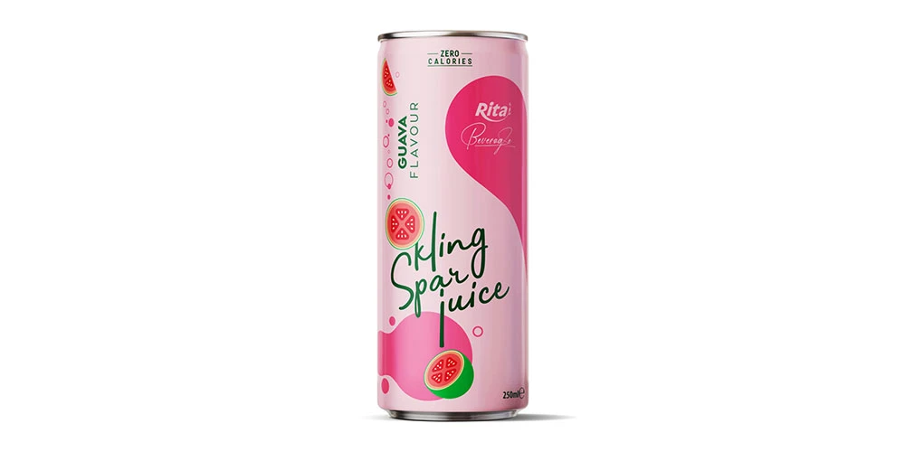 Carbonated Drink: Sparkling Water With Guava Flavor 250ml Can Rita Brand
