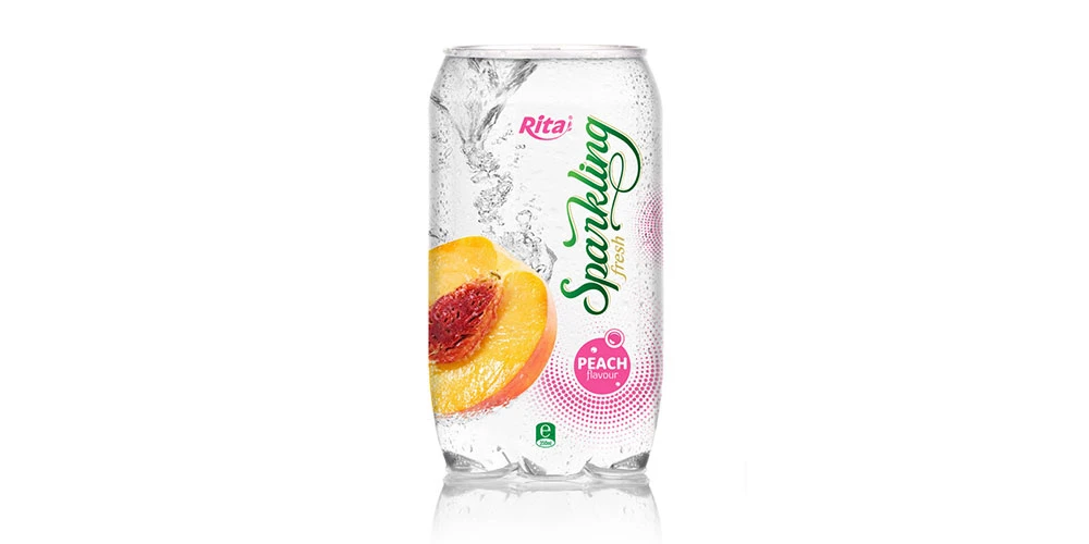 Carbonated Drink: OEM Beverage Peach Flavor Sparkling Water 350ml Can Rita Brand